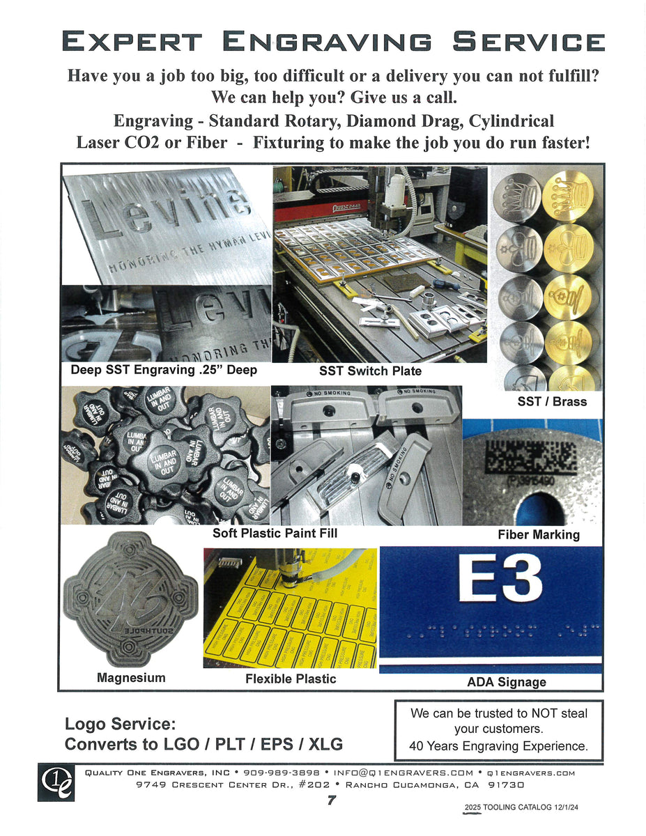 PDF File EXPERT ENGRAVING SERVICE 2025 – Quality One Engravers, INC