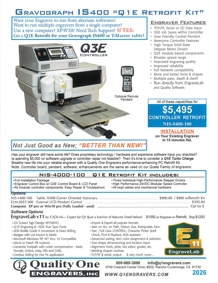 IS400 IS400 Engraver 4 Page Flyer 2026 – Quality One Engravers, INC